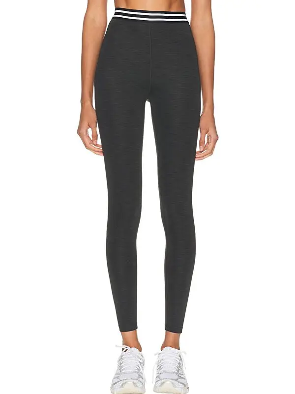 Splits59 Bailey High Waist Active Rib 7/8 Legging In Black - Heather Graphite