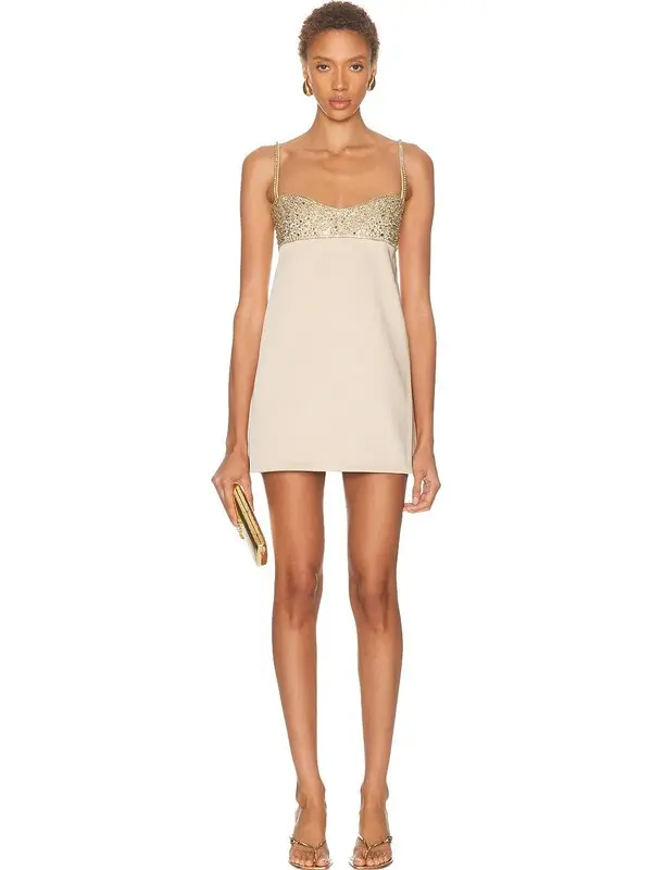 Retrofete Shyla Embellished Mini Dress - Macadamia