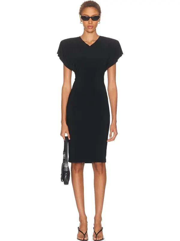 Norma Kamali Cap Sleeve Shoulder Pad Dress - Black