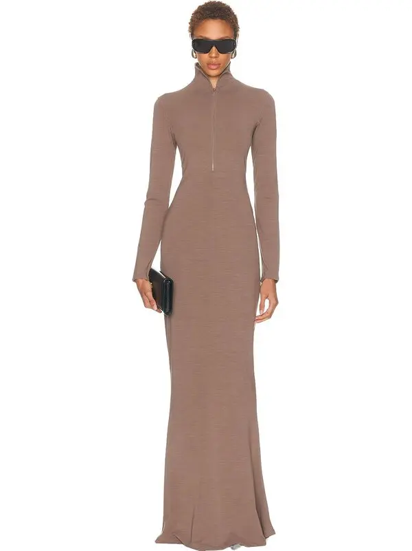 MUGLER Column Jersey Dress - Taupe