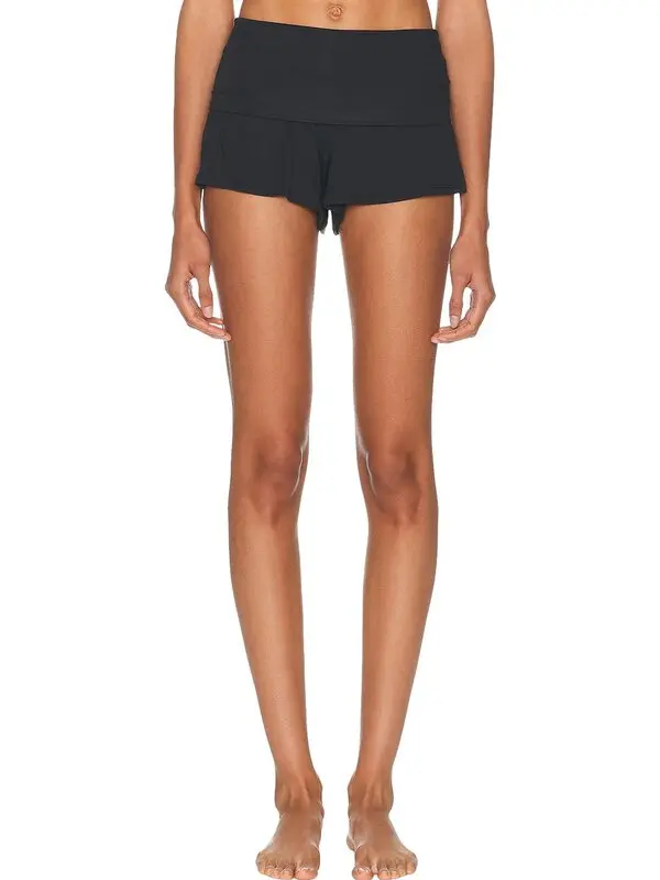 Lunya Soft Modal Rib Fold Over Short - Immersed Black