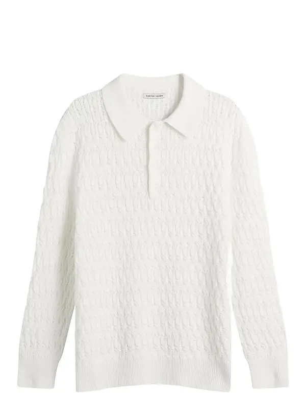 CARTER YOUNG Cable Polo Sweater - Cream