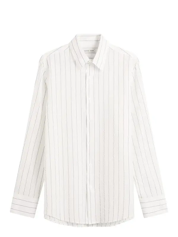 CARTER YOUNG Business Shirt - White/blue Stripe