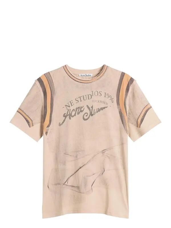 Acne Studios Eram Graphic Trompe L'oeil Printed T-shirt - Sand Beige
