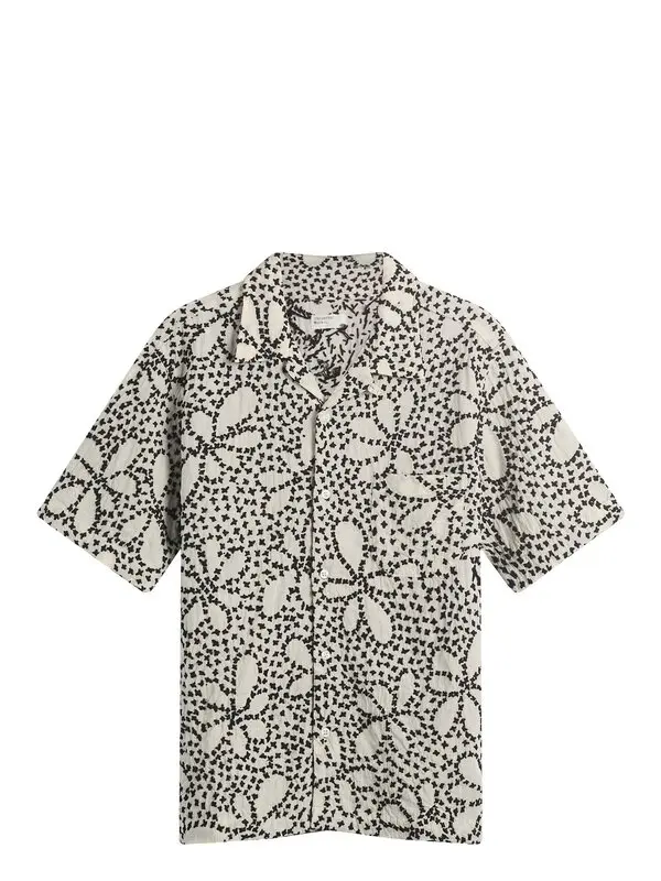 Universal Works Kantha Flower Road Shirt - Ecru/black