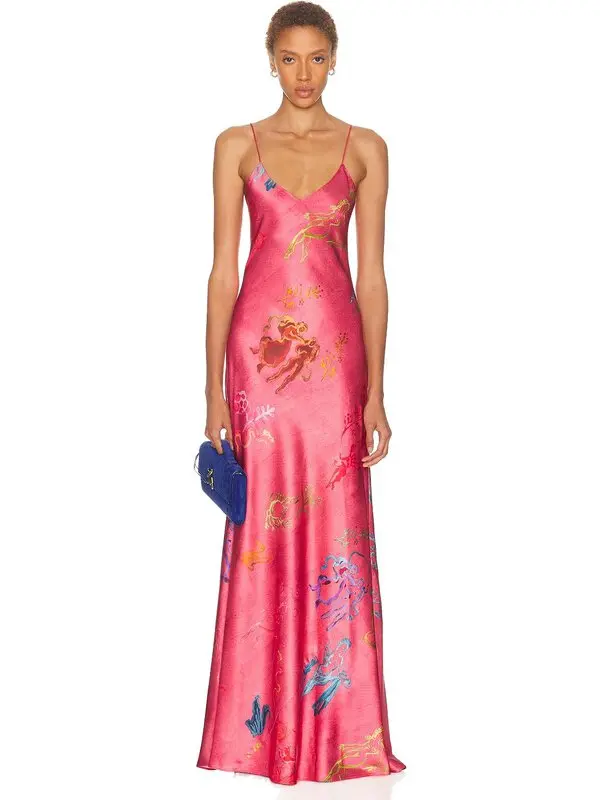 Alejandra Alonso Rojas Bias Slip Gown - Pink Print