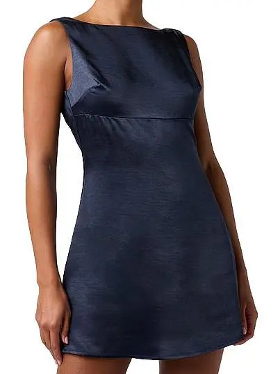 Victoria's Secret Quincy Low V-back Mini Dress With Bow - Blue