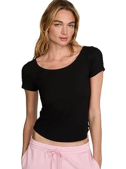 Victoria's Secret Vs Iconic Rib Scoop Tee - Black