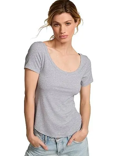 Victoria's Secret Vs Iconic Rib Scoop Tee - Grey