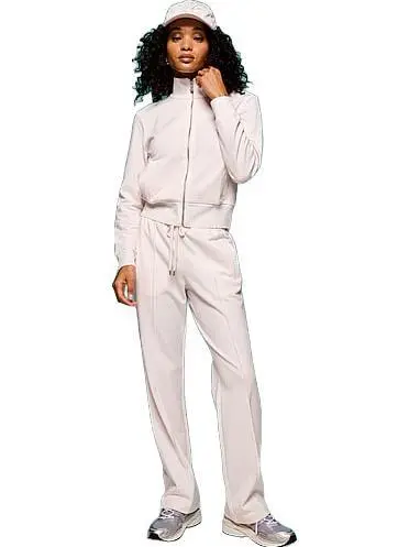 Victoria's Secret Angel Essentials Pique Knit Flare Track Pant - White,ivory