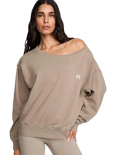 Victoria's Secret Angel Essentials Off-duty Terry Boatneck Sweatshirt - Beige