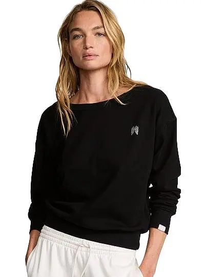 Victoria's Secret Angel Essentials Terry Boatneck Sweatshirt - Black