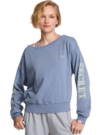 Victoria's Secret Angel Essentials Off-duty Terry Boatneck Sweatshirt - Blue