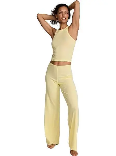 Victoria's Secret Cotton Shadow Stripe Tank & Pants Set - Yellow