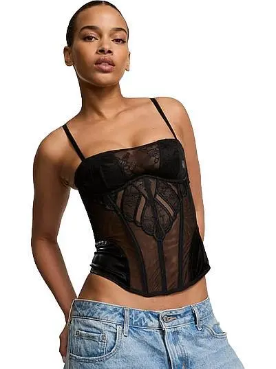 Victoria's Secret Desire Lines Embroidery Corset Top - Print