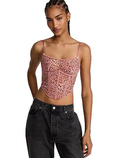 Victoria's Secret Dream Angels Sweet Leopard Mesh Corset Top - Print