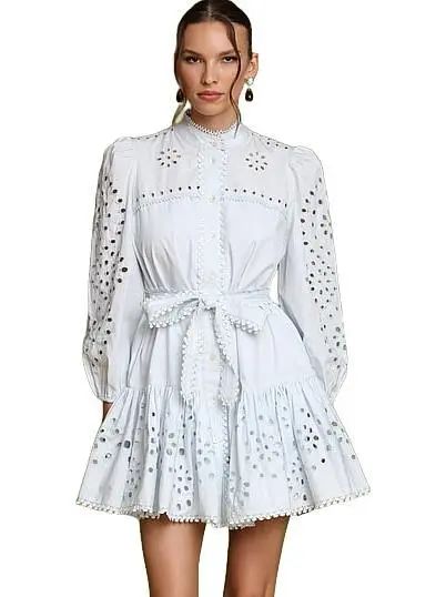 Victoria's Secret Avec Les Filles Cotton Broderie Anglaise Shirtdress - Blue