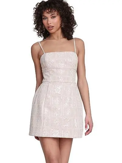 Victoria's Secret Avec Les Filles Sequin Embroidered Chiffon Mini Dress - White,ivory