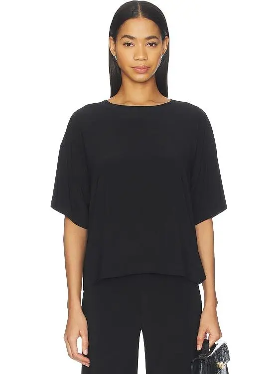 Norma Kamali Lifestyle Short Sleeve Boxy Tee - Black