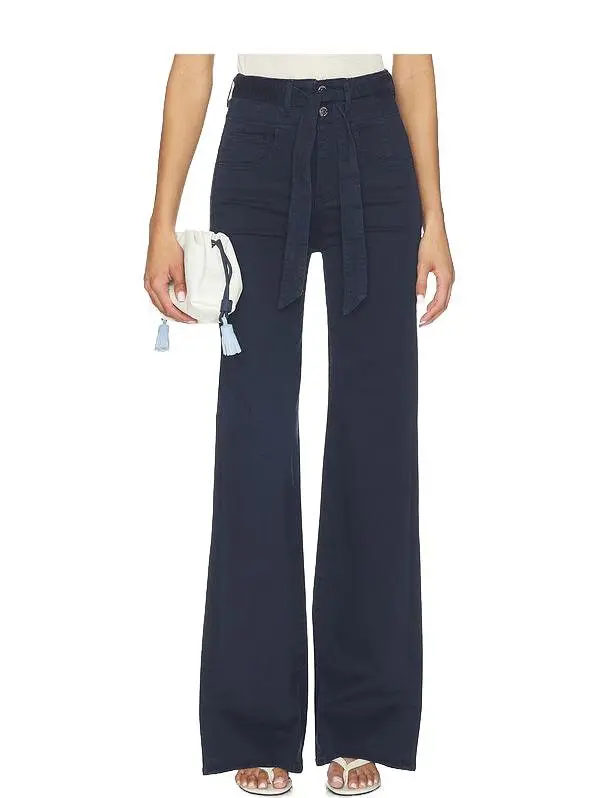 Veronica Beard Rosanna Corset Wide Leg Jeans - Navy