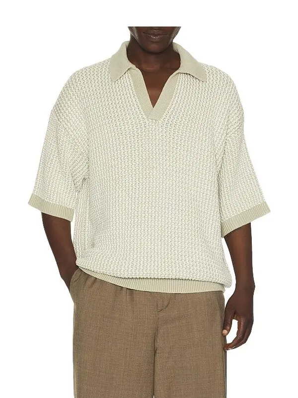 Helmut Lang Bicolor Polo In . Also - Olive