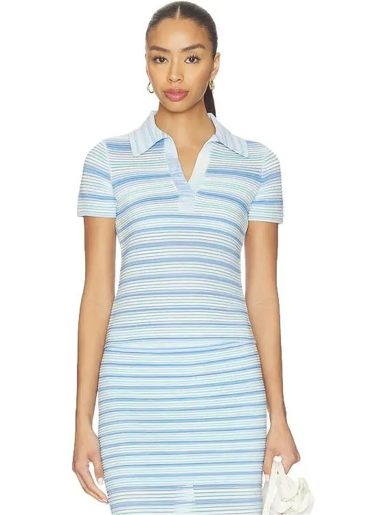 Simkhai Paxton Knit Polo - Blue
