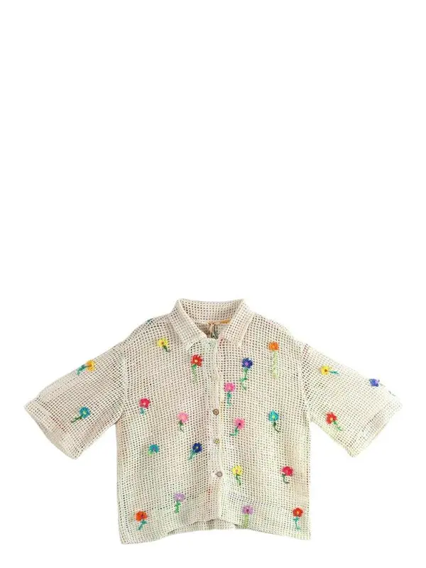 Pero Floral Crochet Knit Shirt - Neutrals