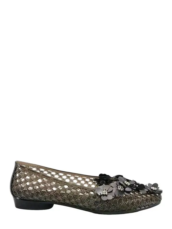 HEAVENLY JELLY Flower-embellished Ballet Flats - Black