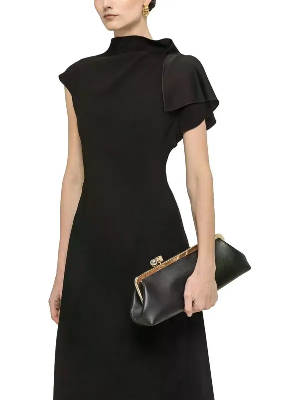 NISSA A-line Crepe Midi Dress - Black