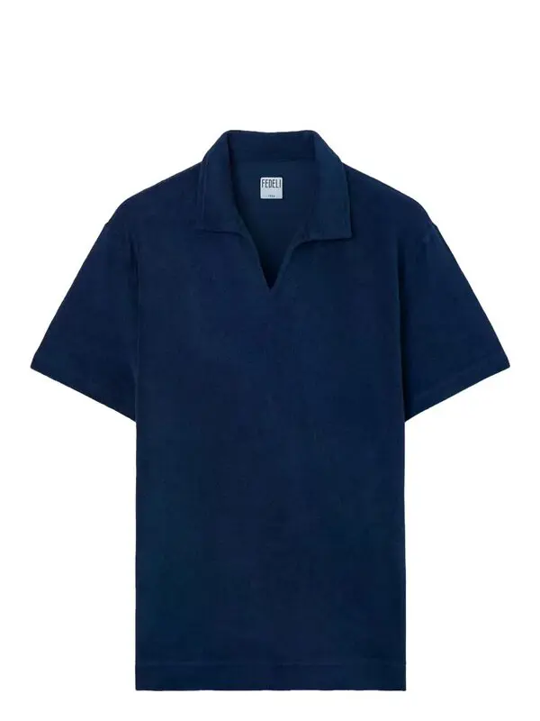Fedeli V-neck Knitted T-shirt - Blue