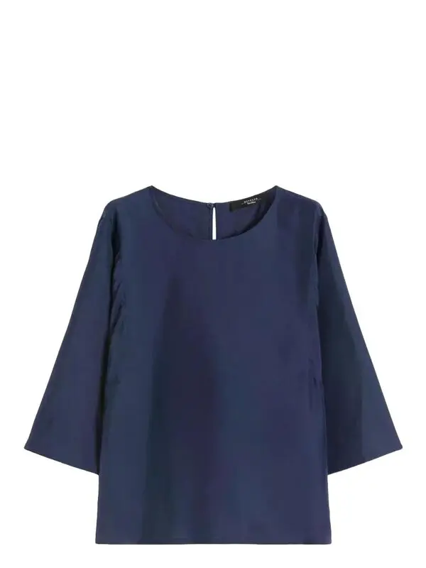 Max Mara Boat-neck Silk Top - Blue