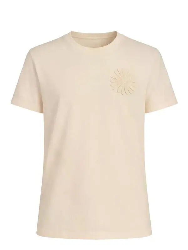 Sandro Cotton Crochet Flower T-shirt - Neutrals