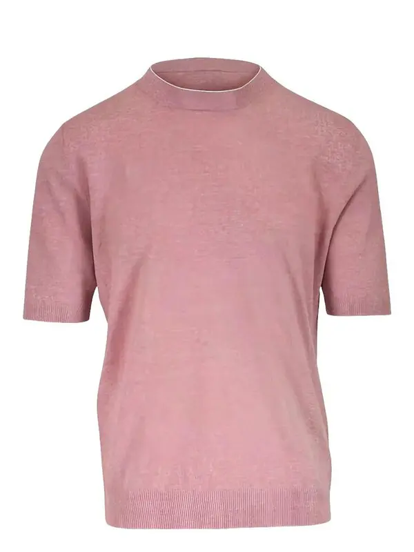 Eleventy Rose Knitted Short Sleeve T-shirt - Pink