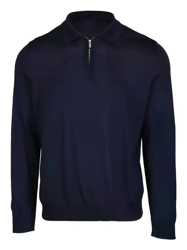 Colombo Quarter Zip-up Polo Shirt - Blue