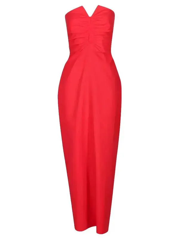 OROTON Ruched Strapless Dress - Red