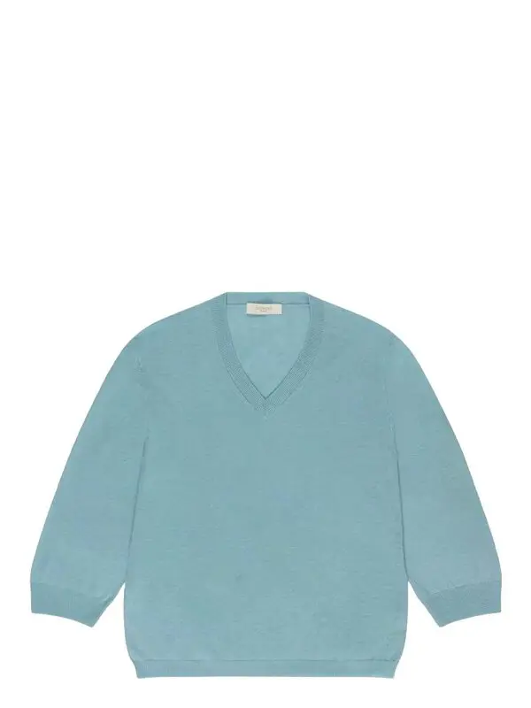 SLOWEAR V-neck Knitted T-shirt - Blue