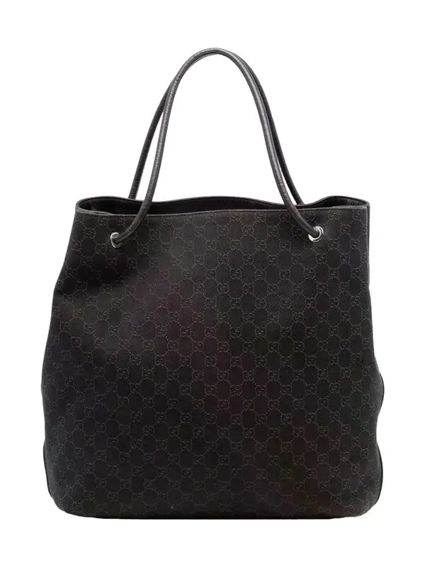 Gucci Gg Denim Large Gifford Tote Bag - Brown
