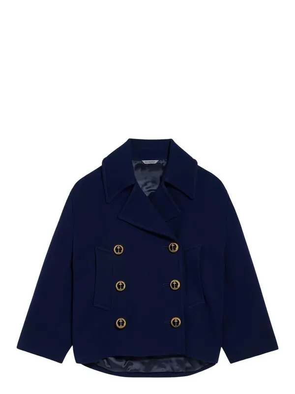 Balenciaga Brushed Wool Peacoat - Blue