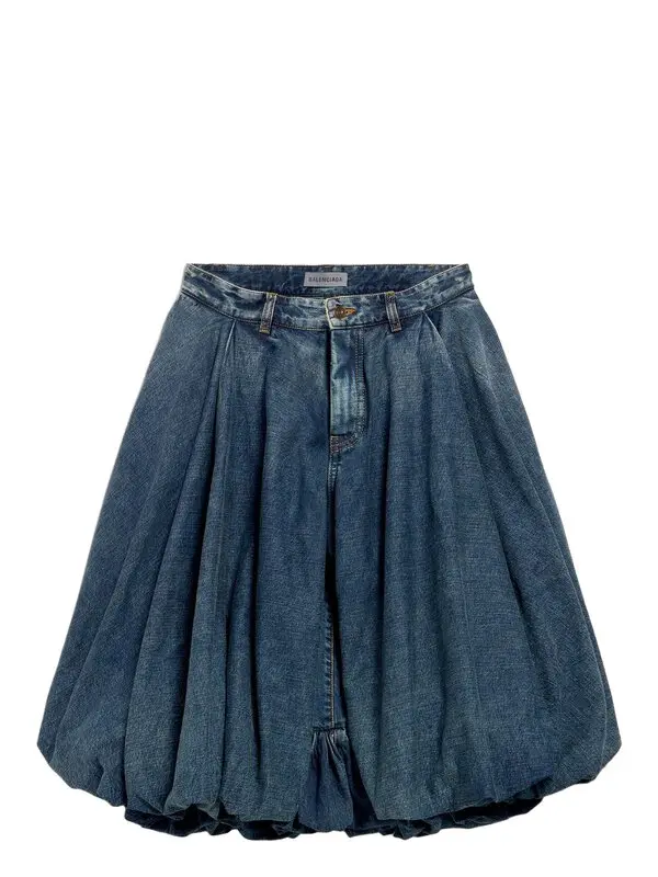 Balenciaga Cotton Denim Balloon Shorts - Blue