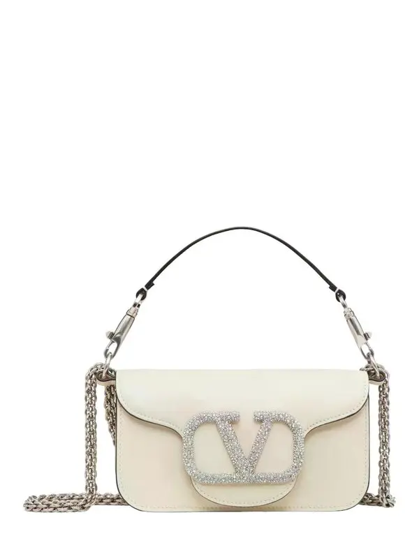 Valentino Garavani Locò Small Shoulder Bag With Jewel Logo - Neutrals