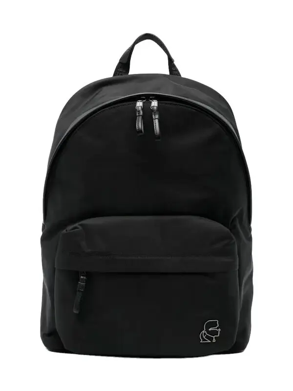 Karl Lagerfeld Front Zip Pocket Backpack - Black