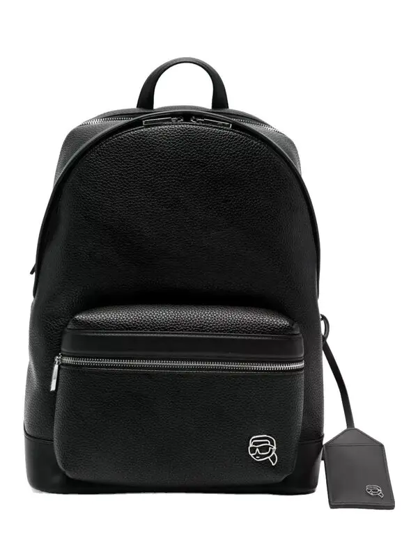 Karl Lagerfeld Logo-plaque Zipped Backpack - Black