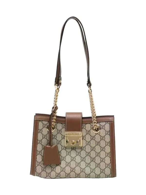 Gucci Gg Canvas Padlock Shoulder Bag - Neutrals