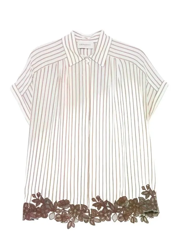ERMANNO FIRENZE Striped Floral Shirt - White
