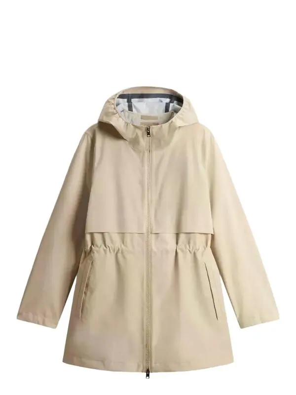 Woolrich Drawstring Hooded Parka Coat - Neutrals