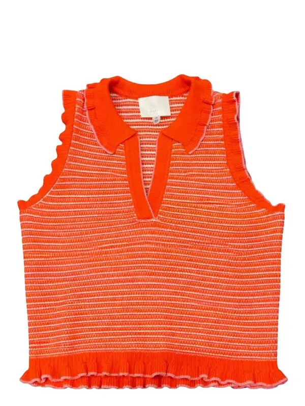 Cinq À Sept Ruffled-trim Sleeveless Top - Orange