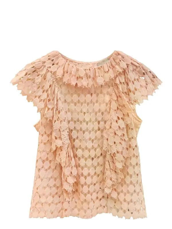 Ulla Johnson Lace Ruffled Top - Pink