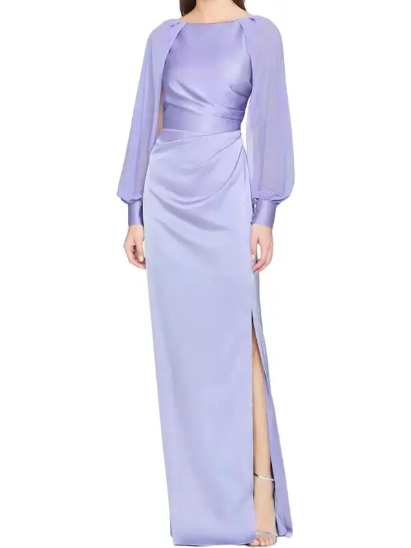 Theia Draped Column Dress - Purple