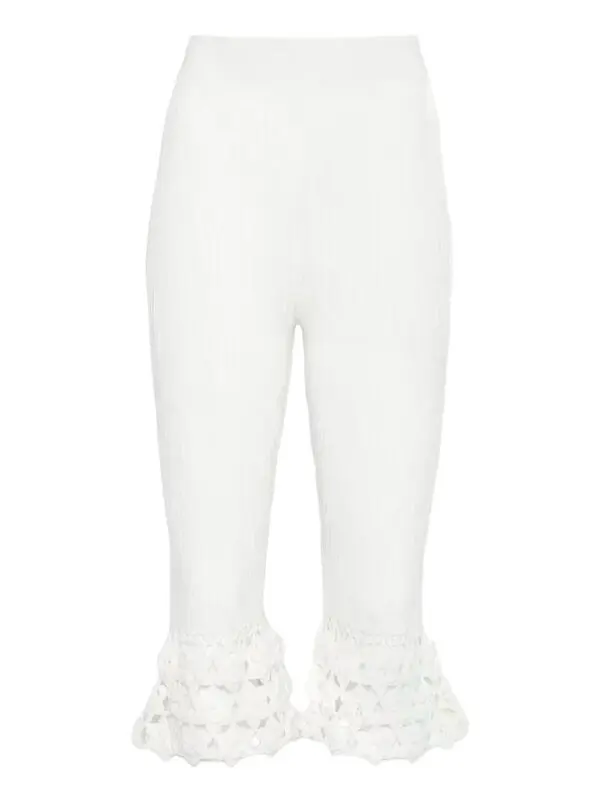 GANNI Crochet Ribbed Trousers - White