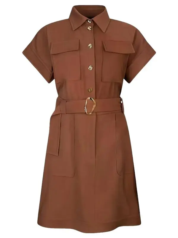 Liu Jo Button Belted Dress - Brown